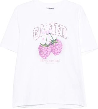 Ganni Femme, Tops, Blanc, Taille: 44 FR T-shirt en coton