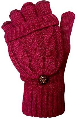 TOSKATOK Gants sans Doigts en Laine torsadée pour Femme-Taille Unique-Bourgogne