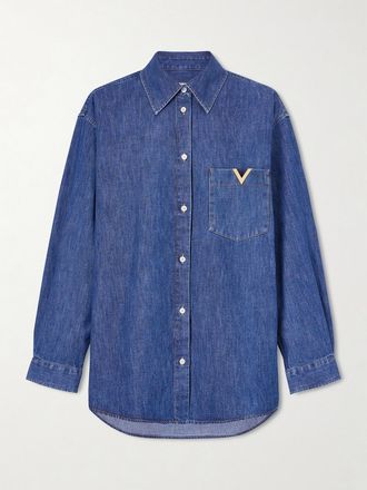 Valentino Garavani Chemise En Jean De Coton &Agrave; Ornement - Bleu