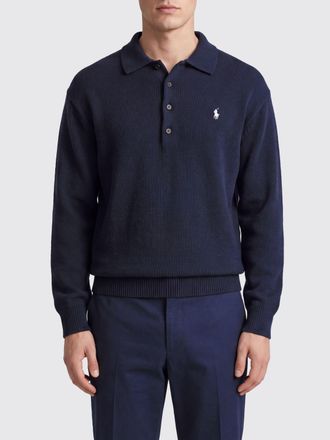Polo Ralph Lauren Polo en tricot de coton &agrave; manches longues avec logo Poney brod&eacute;