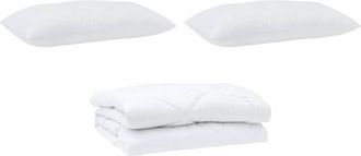 vidaXL Bettdeckenset mit Kissen 3 pcs Weiß 240 x 200 cm Mikrofaser Vidaxl