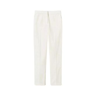 Twinset Pantalon Droit en Gabardine M&eacute;lange Coton - Femme - Pantalons - Blanc - Taille: 42 FR
