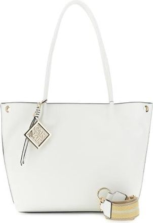 Cafènoir Sac Cabas En Tissu Grainé Avec Bandoulière Amovible En Ruban, Pour Femme, Couleur Blanc, Taille Taille Unique