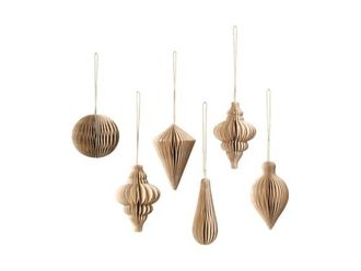 Broste Copenhagen broste Deko Christmas Mix PaperAanh&auml;nger im 6er Set, fertig gefaltig in Box, Gr&ouml;&szlig;e 5x7 cm, Farbe Natural Brown