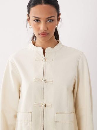 Asos Jacke in Ecru mit Stehkragen-Wei&szlig;