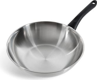 BK Bold Edelstahl-Wok 28 cm/3,7 l, Induktion, 18/10 Professionell Unbeschichtet, Tri-Ply, Robust, Satinierte Oberfläche, Kaltgriff, Ofenfest, Spülmaschin