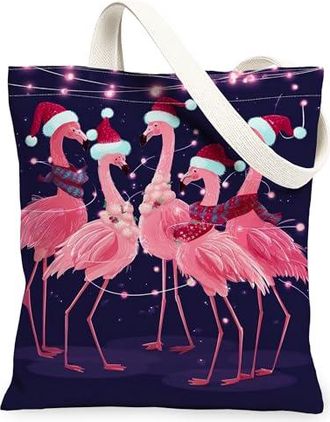 Generic Sacs fourre-tout festifs en toile motif oiseaux tropicaux, sacs d&eacute;picerie r&eacute;utilisables, l&eacute;gers et lavables avec bandouli&egrave;re pour le shopping, les voy