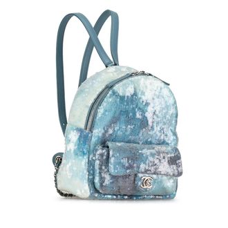 Chanel Rucks&auml;cke - Mini Sequins and Lambskin Waterfall Backpack - Gr. unisize - in Blau - f&uuml;r Damen
