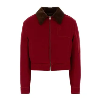 Ami Cropped Denim Jacket - - Jackets - Damen - Rot - XS