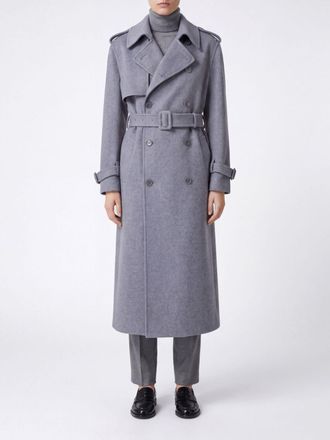 SIMKHAI Manteau long crois&eacute; en m&eacute;lange de laine avec ceinture et &eacute;paulettes