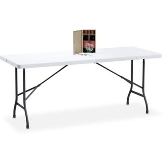 Relaxdays Relaxdays - table de jardin pliante, 72 x 180 x 74 cm, plastique et acier, 8 personnes, table de camping, blanche