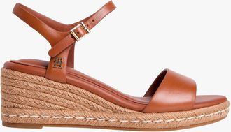 Tommy Hilfiger Espadrilles compens&eacute;es en cuir &agrave; monogramme TH