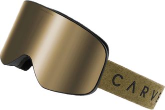 CARVE Frother Schneebrille, mattschwarz/bernsteinfarbene verspiegelte Gl&auml;ser, zylindrische Anti-Beschlag-Ski- & Snowboardbrille, Helmkompatibel