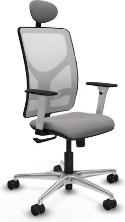 Piqueras y Crespo Verstellbarer Lendenwirbelstuhl mit wei&szlig;en und schwarzen Armlehnen und festem Kopfteil, ausgestattet mit 3 Positionen und Schneideschaum, Wei&szlig;/Grau