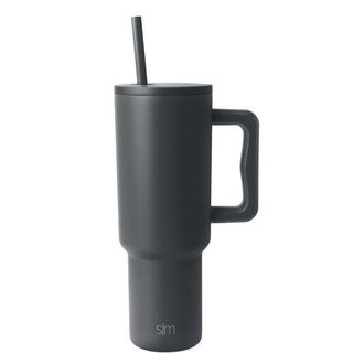 Simple Modern Thermobecher mit Strohhalm und Griff | Isolierter Edelstahl-Trinkbecher Eiskaffee-Reisebecher | Geschenke f&uuml;r Frauen und M&auml;nner | Trek | 1180ml | Grap