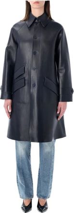 Ralph Lauren Femme, Manteaux, Bleu, Taille: 34 FR Trench-coat en cuir