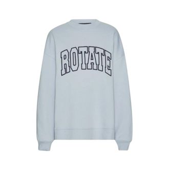 Rotate Rotate Birger Christensen, Femme, Sweatshirts et sweats à capuche, Bleu, Taille: 38 FR SweaT-shirt Logo Brodé