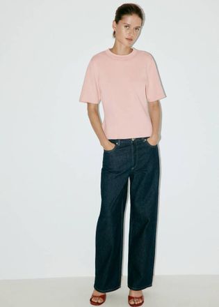 Mango Pull-over maille fine manches courtes rose clair - Femme - XXS - MANGO