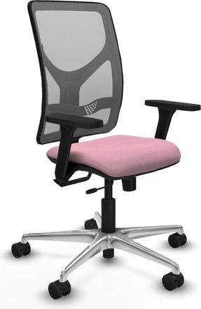 Piqueras y Crespo Schreibtischstuhl mit Rollen, mit 3D-Armlehnen, h&ouml;henverstellbare Lendenwirbelst&uuml;tze, ausgestattet mit Syncro/Traslack und Schneideschaum, Grau/Rosa
