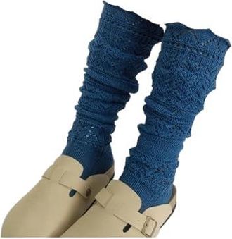 Generic Chaussettes longues tricot&eacute;es, l&eacute;g&egrave;res pour femme, bleu fonc&eacute;, 35/39 EU