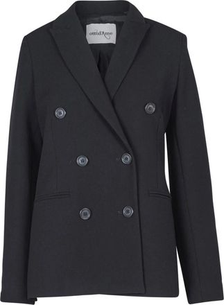 ottod'Ame Femme, Vestes, Noir, Taille: 36 FR Veste en twill &agrave; double boutonnage avec &eacute;paulettes rembourr&eacute;es