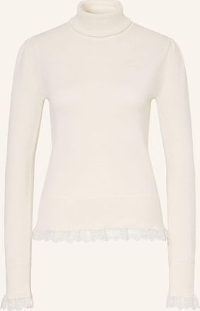 Ganni Rollkragenpullover Aus Merinowolle Mit Spitze beige