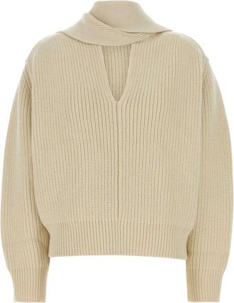 Carven Femme, Pulls, Beige, Taille: 38 FR Kn315 Scarf Jumper