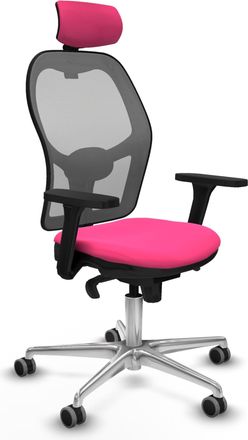 Piqueras y Crespo Rosada B&uuml;rostuhl mit 3D-Armlehnen, h&ouml;henverstellbare Lendenwirbelst&uuml;tze und h&ouml;henverstellbares Kopfteil, Grau/Rosa