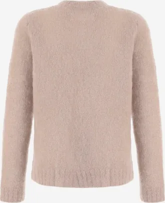 Maison Margiela Mens Mohair Sweater With Velvet Appliqu&eacute; Beige