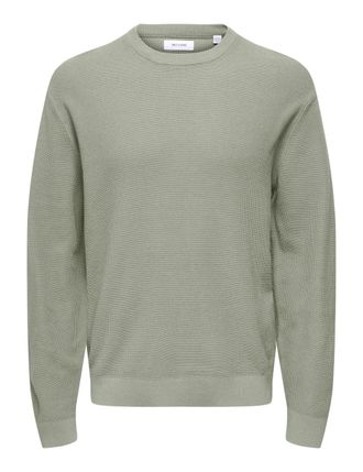 Only & Sons Herren Pullover ONSTONY DS 12 LS Waffle Crew Knit - Regular Fit, Größe:M, Farbe:22032542 Wrought Iron