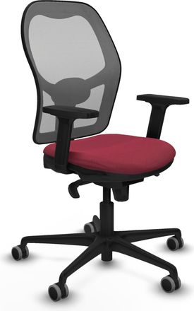 Piqueras y Crespo Schreibtischstuhl mit 2D-Armen, h&ouml;henverstellbare Lendenwirbelst&uuml;tze, mit 5 Positionen und injiziertem Schaumstoff, Grau/Granatrot