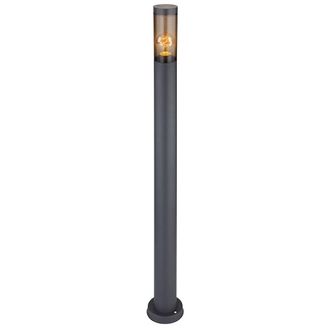 Globo Lighting Wegeleuchte Pollerleuchte au&szlig;en Gartenlampen anthrazit IP44, Standleuchte Terrasse Balkon, Edelstahl rauchfarben, 1x E27 Fassung, DxH 12,7x110cm