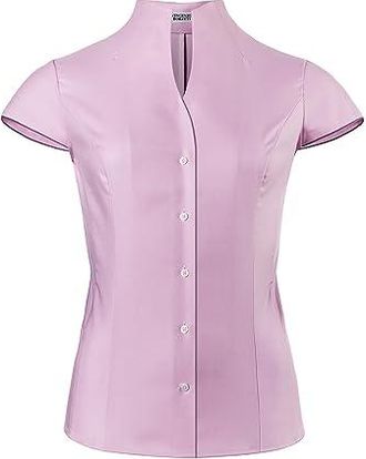 Vincenzo Boretti Chemisier, Modern-fit/légèrement cintré, col Calice, Douce Oxford, Manches Courtes Rose 44