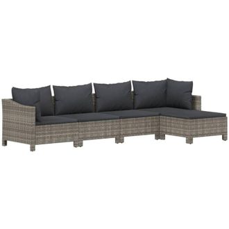 vidaXL Vidaxl - Salon de jardin 5 pcs avec coussins Gris R&eacute;sine tress&eacute;e