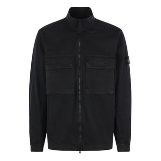 Stone Island Stretch-TC Overshirt - - Jackets - Herren - Schwarzk - M