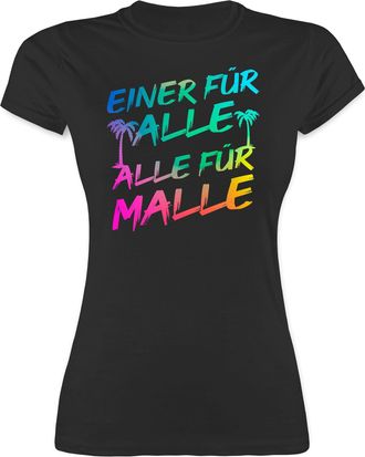 Shirtracer Shirt Damen - Urlaub - Einer f&uuml;r alle Alle f&uuml;r Malle I Mallorca Party I Malle f&uuml;r alle - XXL - Schwarz - Mallorca-t-Shirt t Reise Tshirt Outfit t-Shir