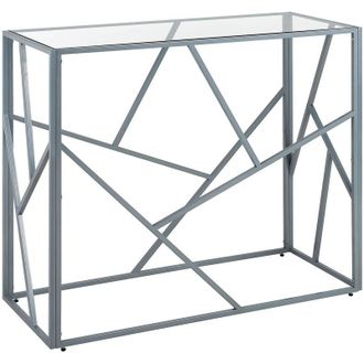 Beliani Beliani - Table console en verre et m&eacute;tal argent&eacute; - Style contemporain - Dimensions 100x40x85 cm - Pour int&eacute;rieur moderne - Patins de protection