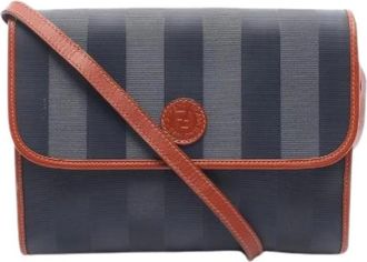 Fendi Sac bandouli&egrave;re Pequin en toile enduite Pre-owned - Femme - Pre-owned - Bleu - Taille: ONE Size