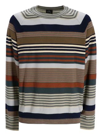 Paul Smith pull ray&eacute; &agrave; col v - Marron