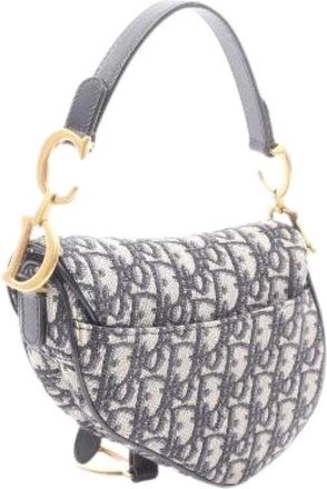 Dior Sac Saddle Mini Oblique Jacquard 2Way Pre-owned - Femme - Pre-owned - Bleu - Taille: ONE Size
