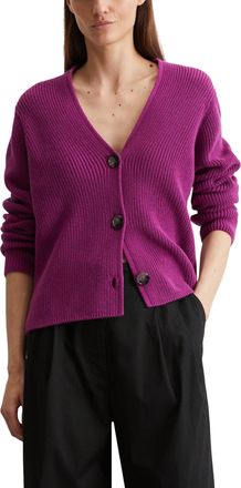 Marc O'Polo Damen Cardigan aus Bio-Baumwolle mit V-Ausschnitt, Lila (Fresh Berry), XS