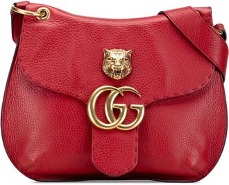 Gucci Hobo Bags - GG Marmont Leather Animalier Crossbody - Gr. unisize - in Rot - für Damen