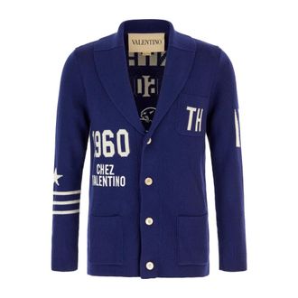 Valentino Garavani Homme, Pulls, Bleu, Taille: L Cardigan en coton pour homme