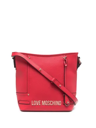 Love Moschino sac port&eacute; &eacute;paule &agrave; plaque logo - Rouge