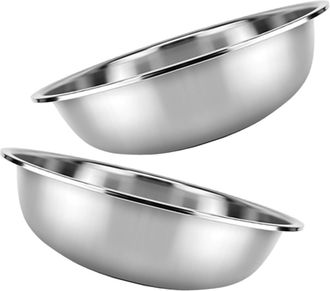 Lurrose 2 St&uuml;ck Edelstahl-Gem&uuml;sebecken Waschsch&uuml;ssel Metallbecken Salat-R&uuml;hrsch&uuml;sseln Flache Boden-R&uuml;hrsch&uuml;sseln Gro&szlig;e Sch&uuml;ssel (28 Cm)