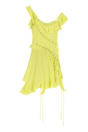 Acne Studios Womens Green Frill Lace-Up Dress Polyester