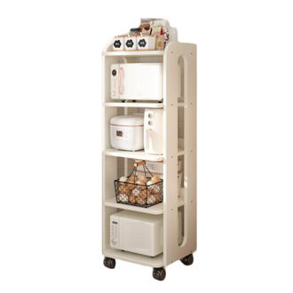 Generic Bodenstehender, Schmaler Aufbewahrungswagen, Massivholz-Aufbewahrungsregal, Offener Organizer-Wagen Mit R&auml;dern, for Schmale Stellen Im Badezimmer, W&auml;s