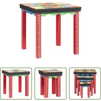 vidaXL vidaXL Design boh&eacute;mien - Table carr&eacute;e 3 pcs Multicolore