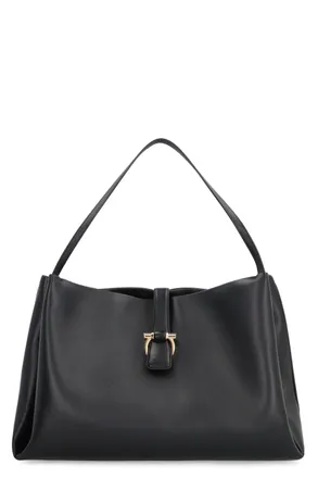 Ferragamo Womens Calf Leather Tote Bag Black Calfskin
