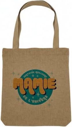 Fabulous Sac Shopping Tote Bag Aspect Lin - Certifi&eacute;e meilleure Mamie de lunivers Cercle Grand Mere Famille - Sac de Courses Toile Epaisse 360g Beige Naturel C